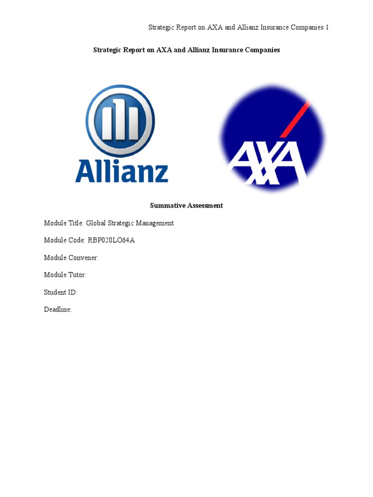 Strategic Report On AXA and Allianz Insurance Companies 1 | PDF ...