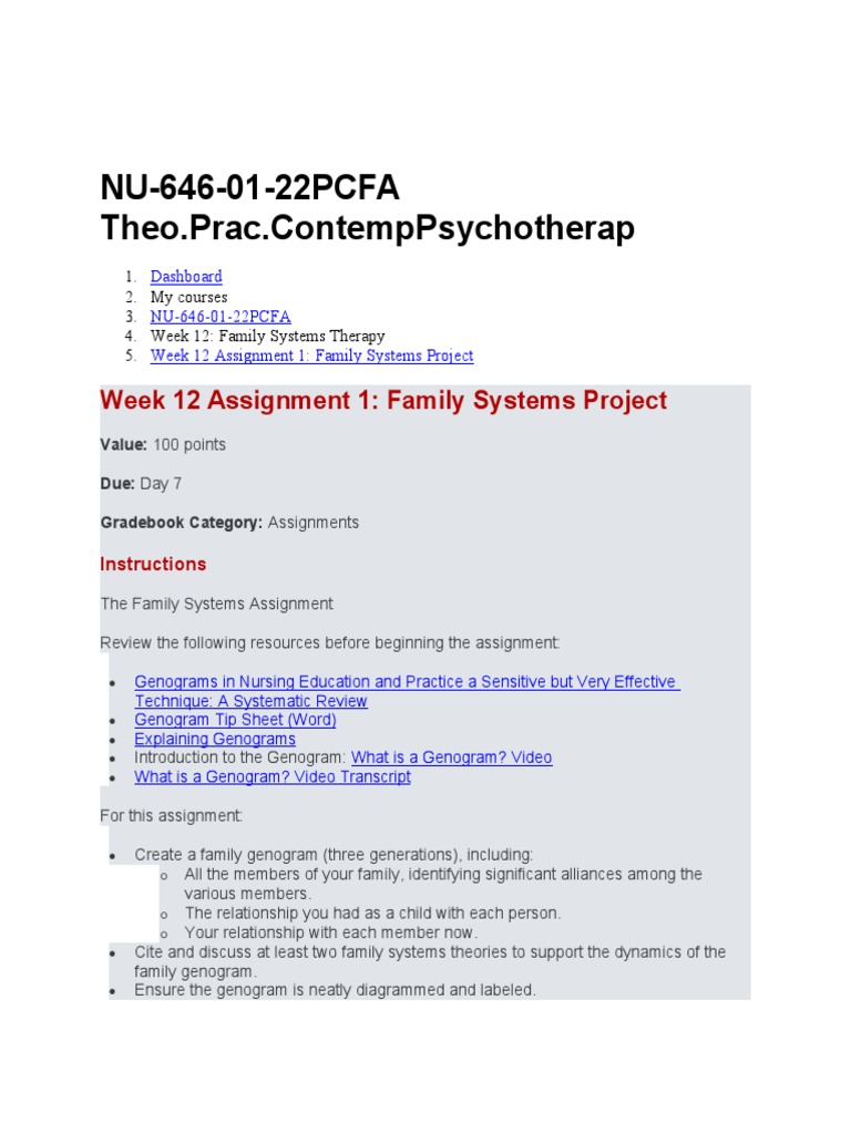 Nu-646-01-22Pcfa Theo - Prac.Contemppsychotherap: Week 12 Assignment 1 ...