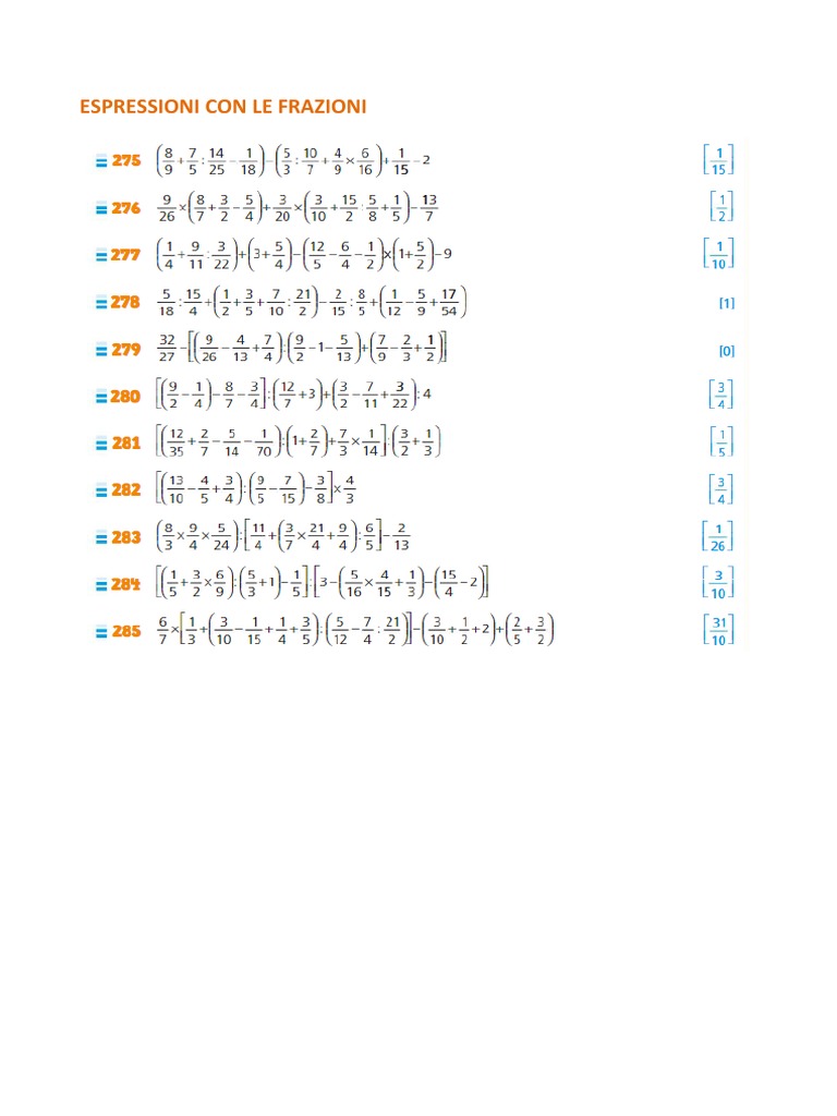 Espressioni Con Le Frazioni | PDF