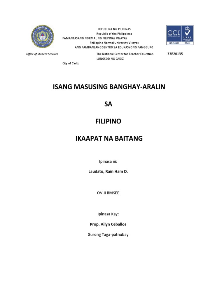 Detailed Lesson Plan On Filipino | PDF