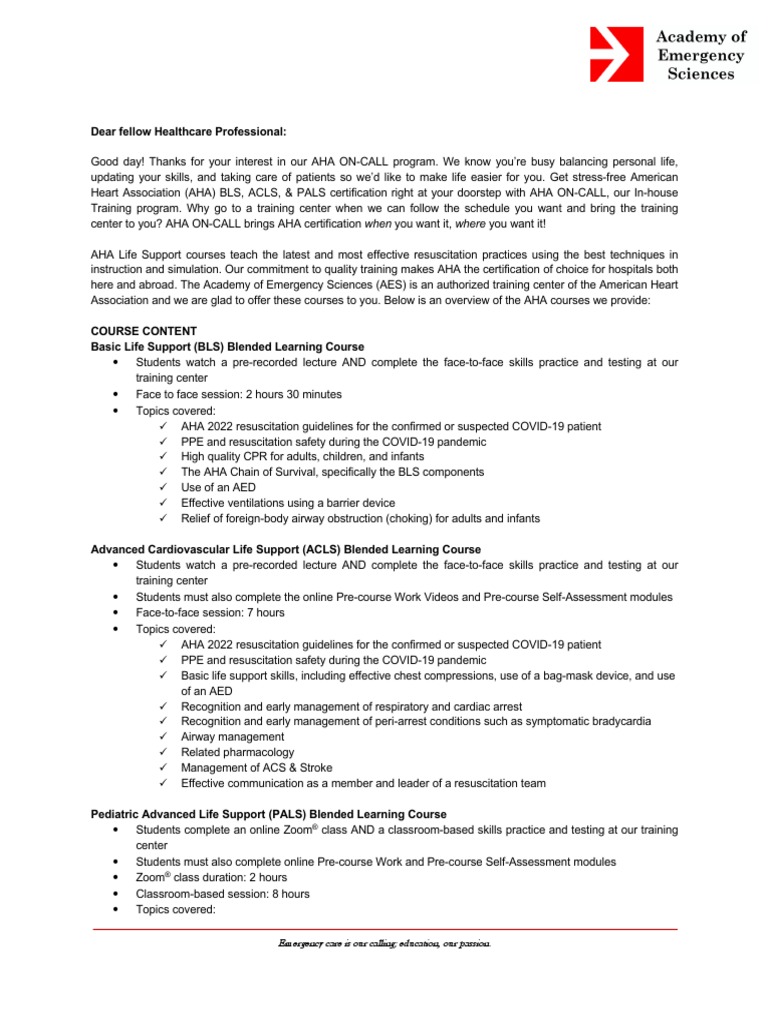 AHA On-Call Packages | PDF | Cardiopulmonary Resuscitation | Clinical ...