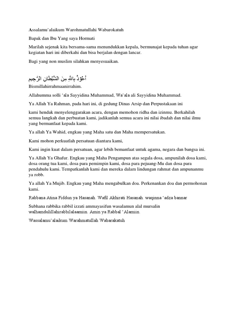 Doa Pembuka Acara Formal | PDF | Ilmu Sosial | Agama & Spiritualitas