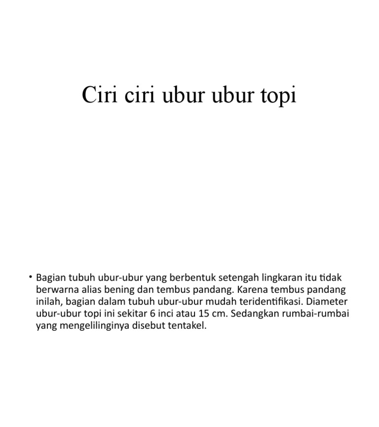 Ciri Ciri Ubur Ubur Topi | PDF