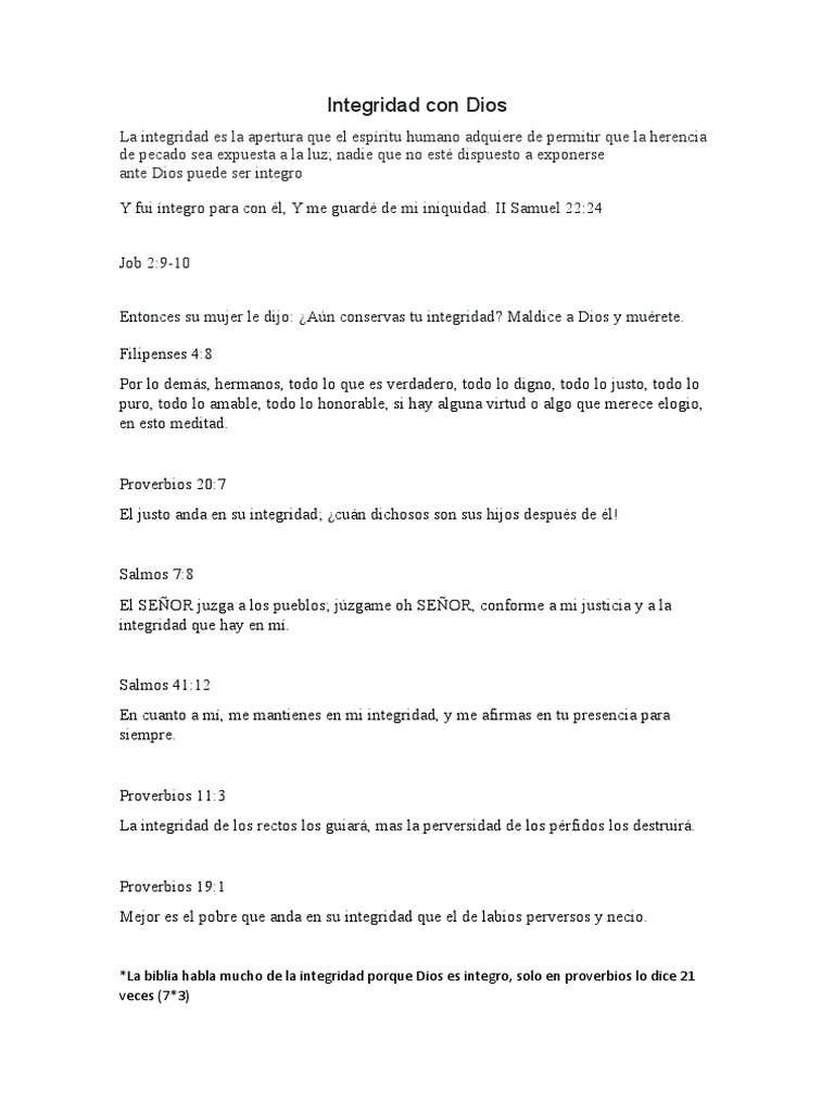 La Integridad en la Relación con Dios | PDF