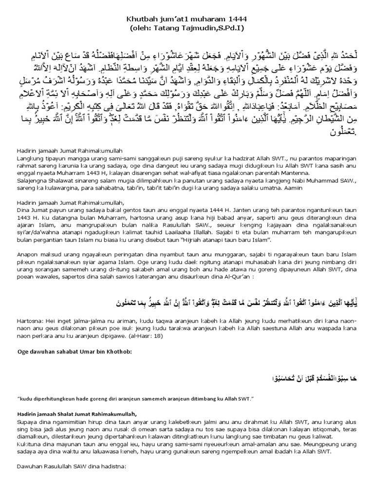 Khutbah Jumat 1 Muharam | PDF