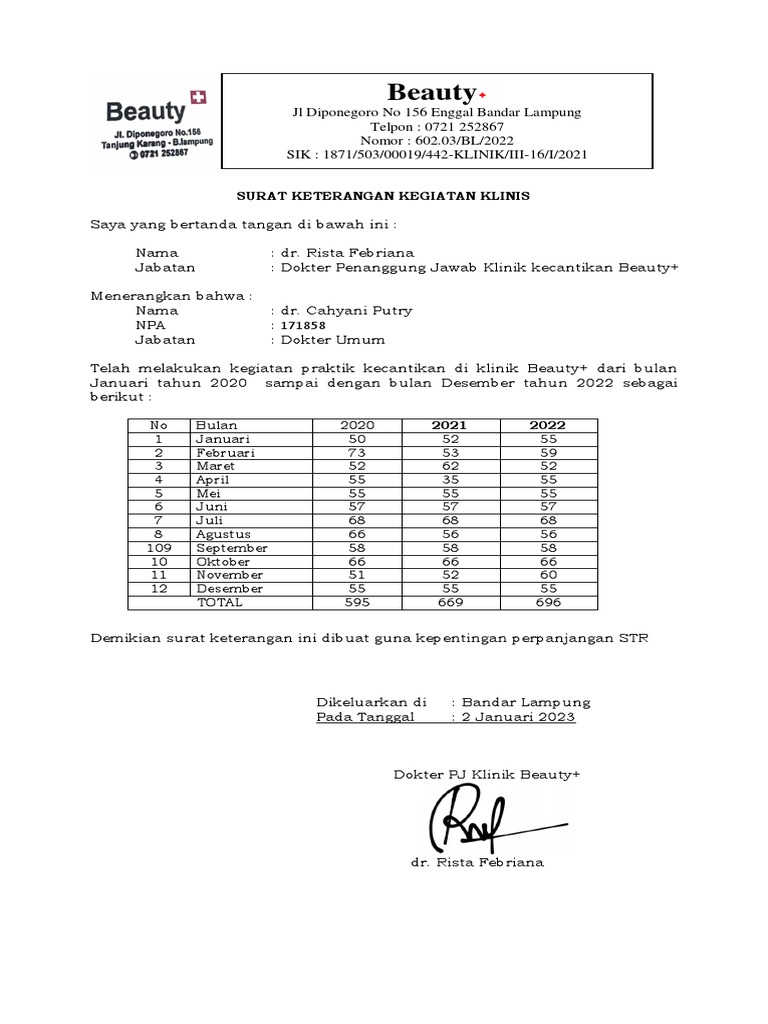 SURAT KETERANGAN DR Caca 2 | PDF