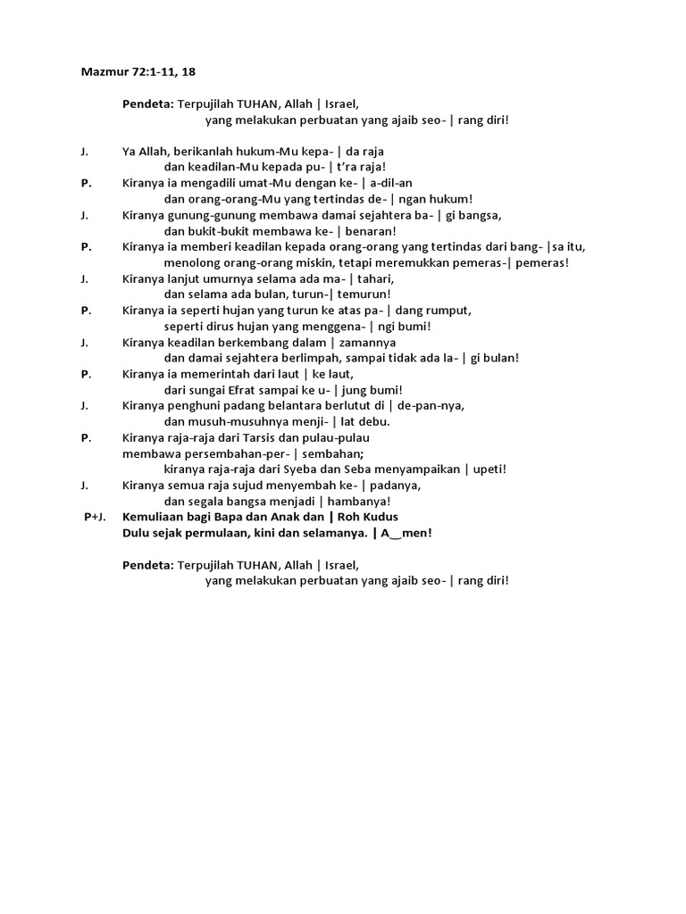 Mazmur 72,1-11,18 - Chanting | PDF | Agama & Spiritualitas