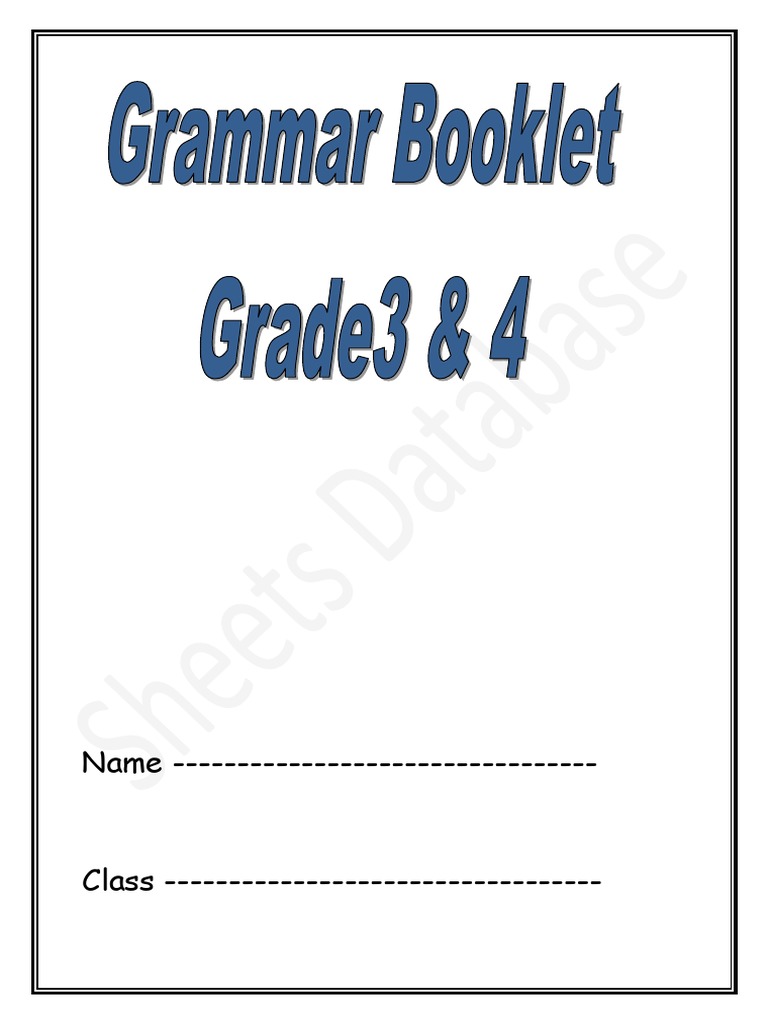 Grammar Booklet Sheets Database Grade 3 and 4 | PDF