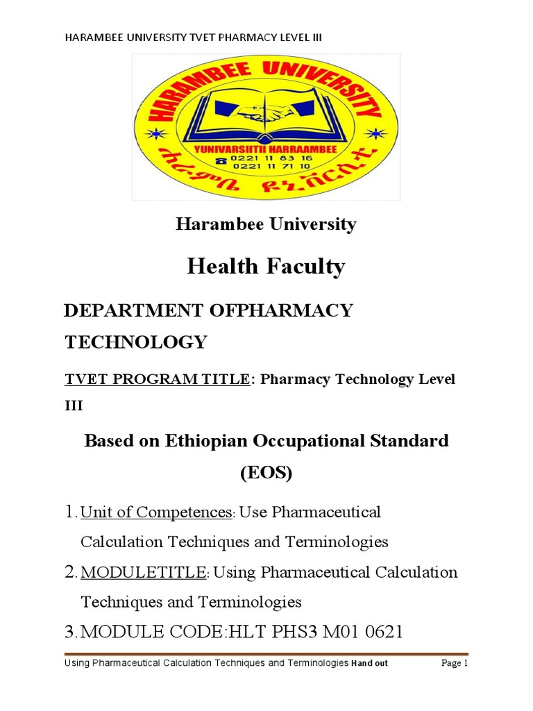 Use Pharmaceutical Calculation Techniques and Terminologies | PDF ...