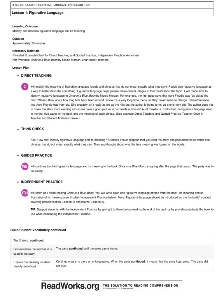 Lessons Grade2 Figurative Language | PDF | Spider | Anthropomorphism