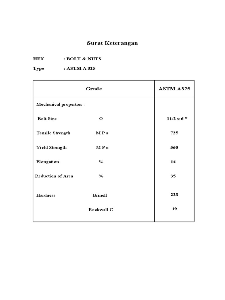 Spec Baut A325 | PDF
