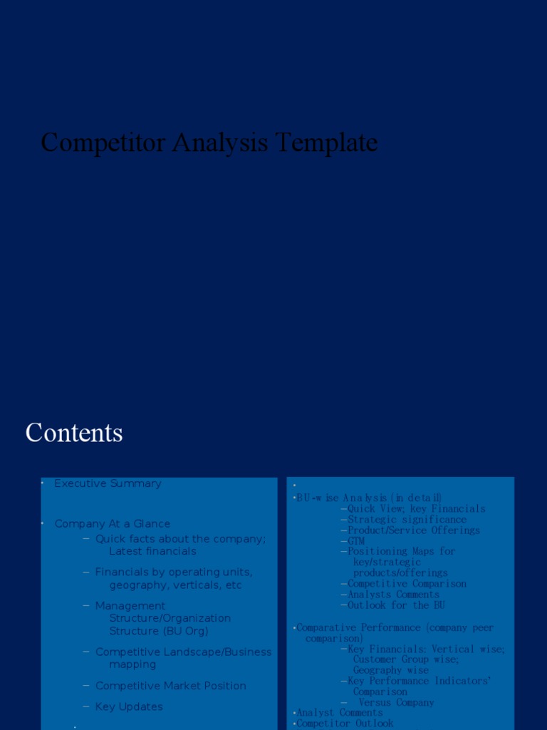 Competitor Profile Template | Sap Se | Strategic Management | Free 30 ...