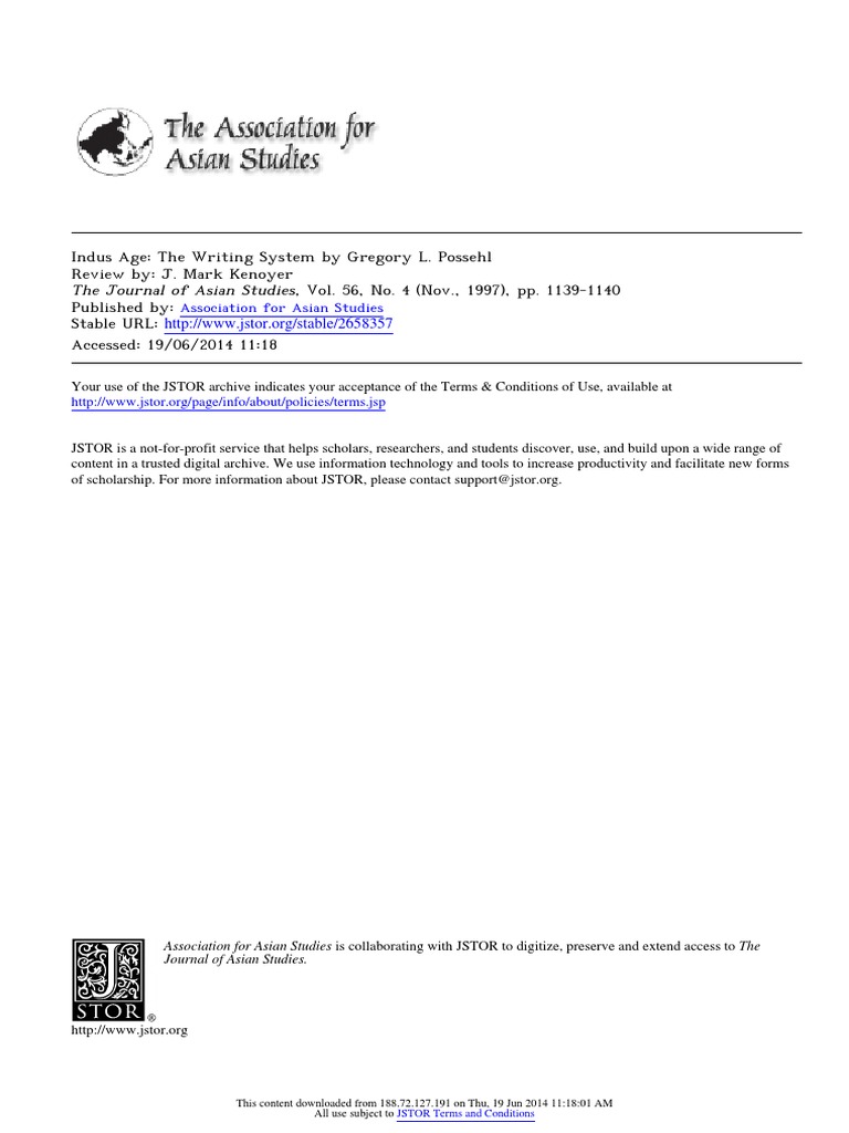 Review by - J. Mark Kenoyer - Indus Age - The Writing Systemby Gregory ...