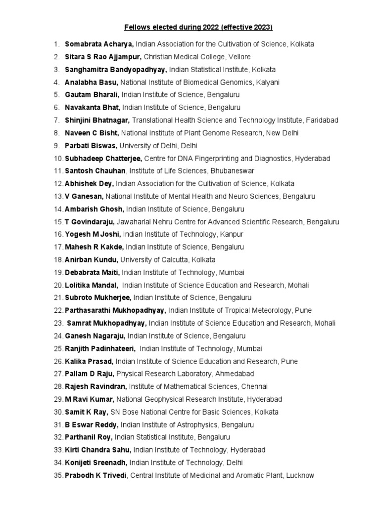 Fellows 2023 | PDF | Science & Mathematics