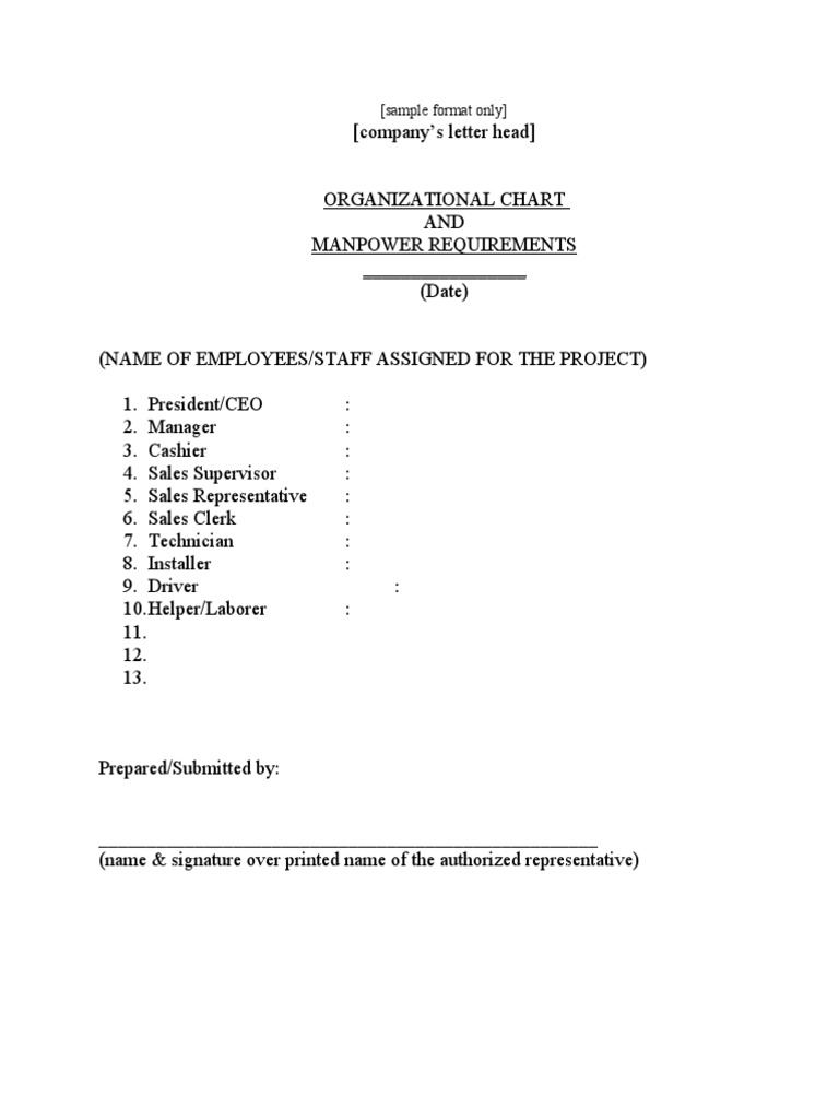 Manpower Requirements (Template) | PDF