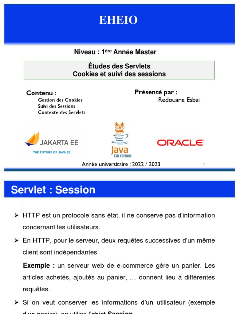 Gestion des Cookies et Sessions en Servlets | PDF | Cookie (informatique) | Développement de ...