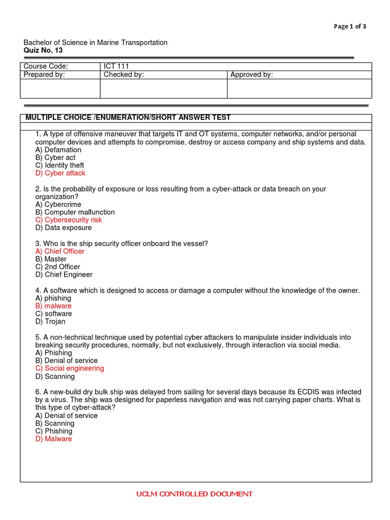Q13-Cyber Security Threats, Vulnerabilities and Attacks | PDF | Security | Computer Security