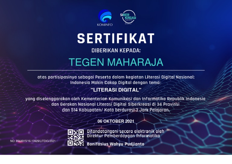 Sertifikat Literasi Digital | PDF