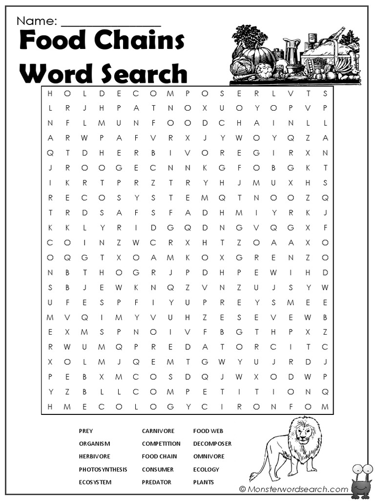 Food Chains Word Search | PDF