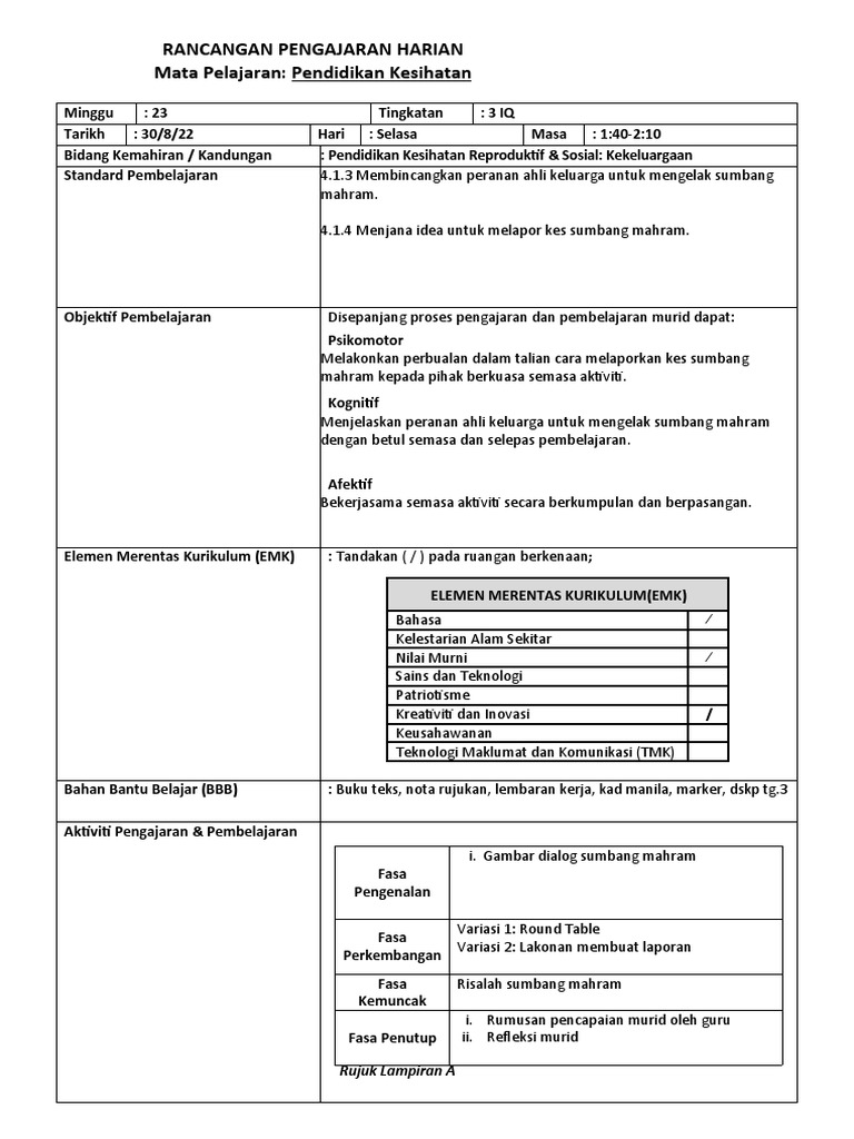 RPH PK - TG 3 IQ Kekeluargaan | PDF