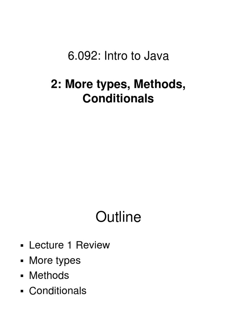 More Types, Methods, Conditionals | PDF | Parameter (Computer Programming) | Computing
