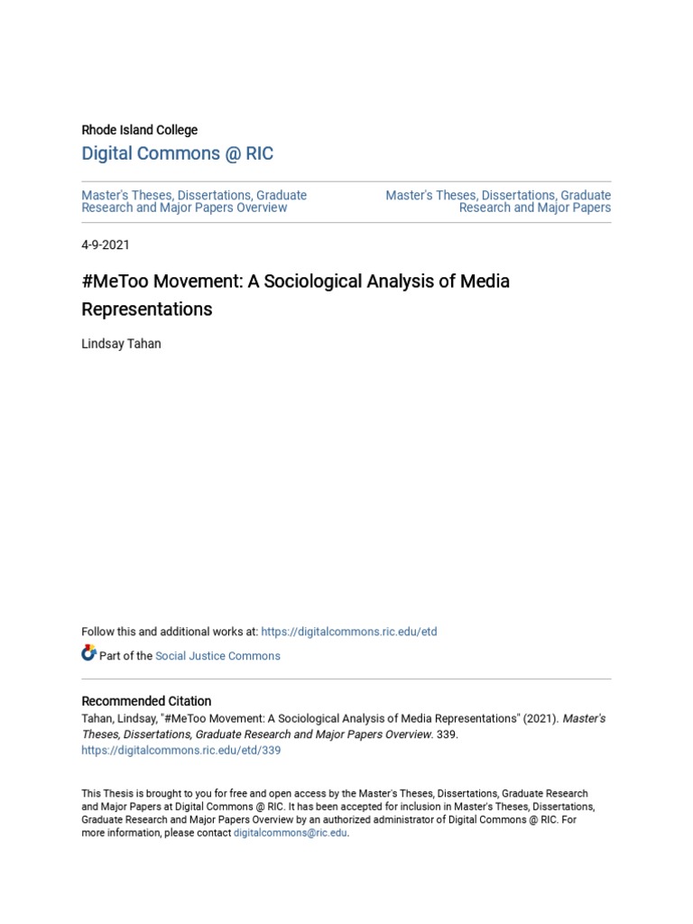 #MeToo Movement - A Sociological Analysis of Media Representations ...
