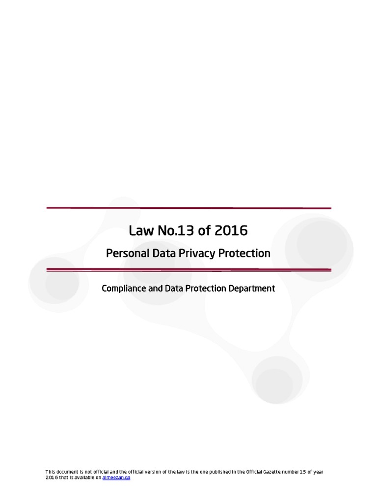 Law No. (13) of 2016 On Protecting Personal Data Privacy - English ...