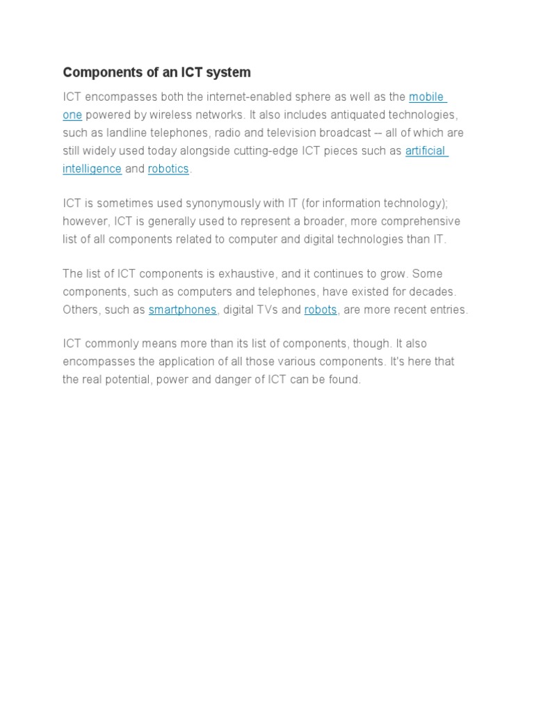 Components of An ICT System | PDF