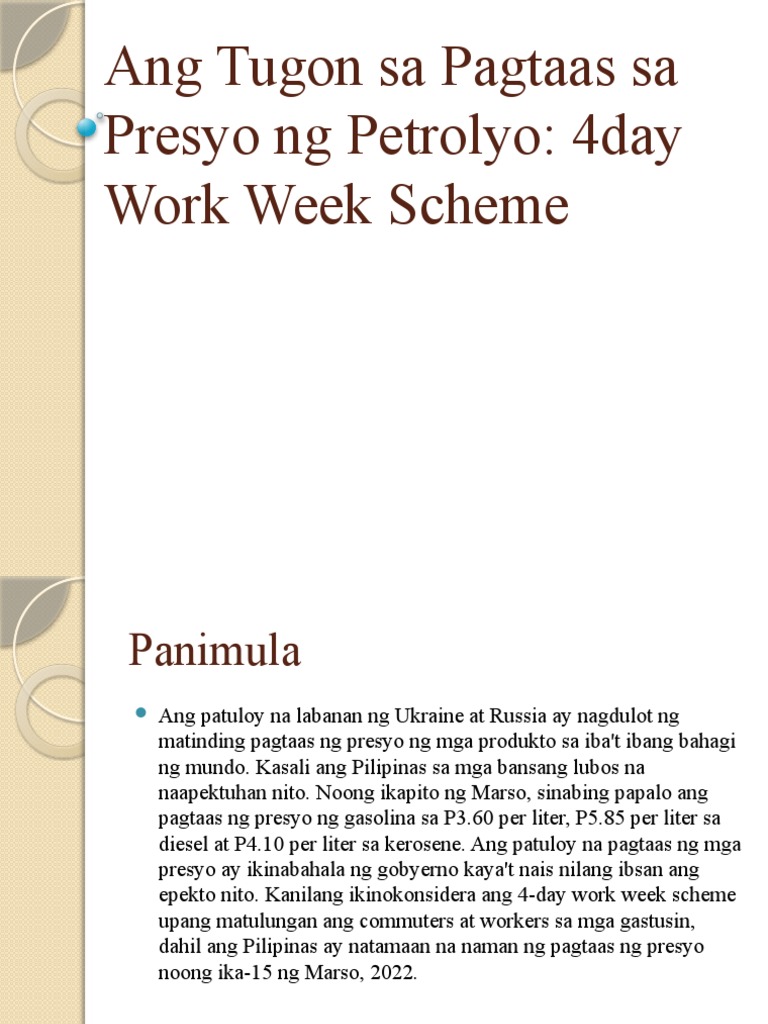 Ang Tugon Sa Pagtaas Sa Presyo NG Petrolyo | PDF