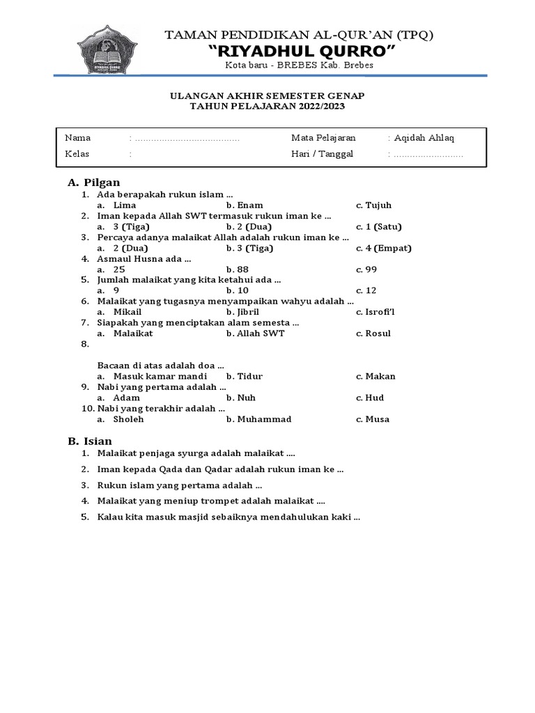 PENDAFTARAN TPQ Riyadhul Qurro | PDF