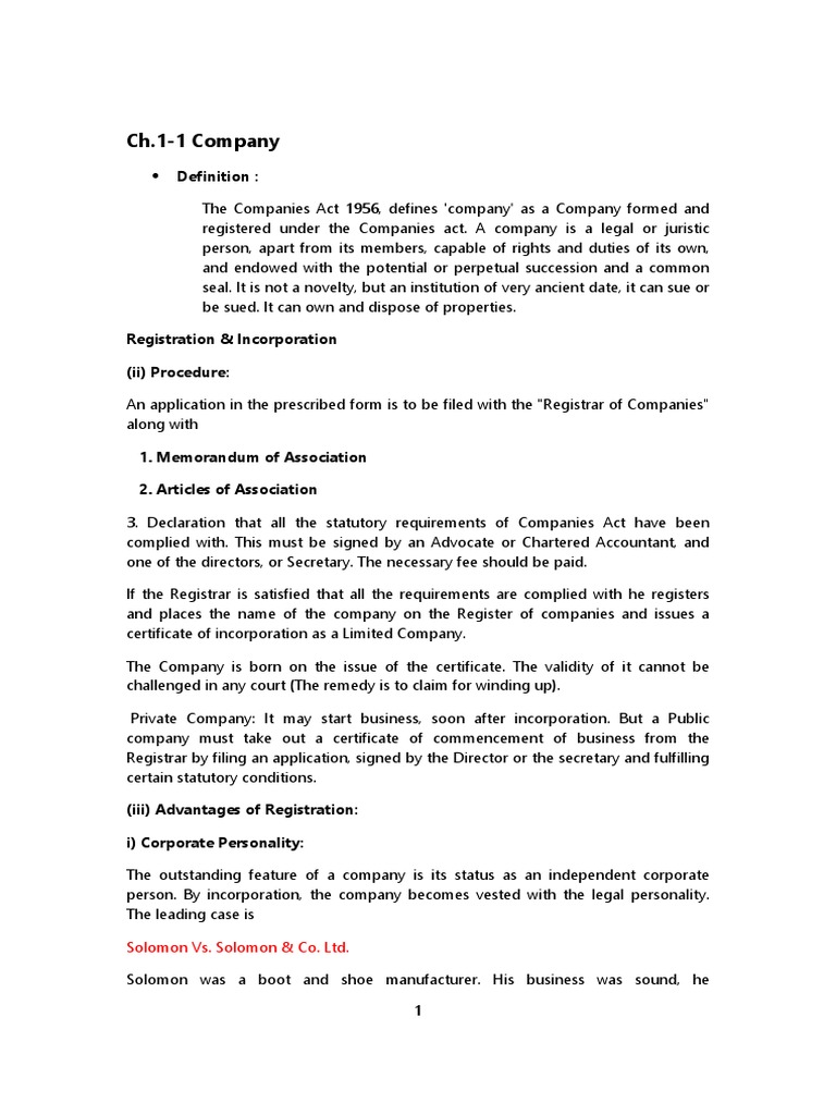 Company Notes | PDF | Limited Liability | Limited Company