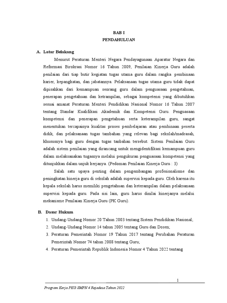 Program Kerja Penilaian Kinerja Guru (PKG) | PDF | Seni