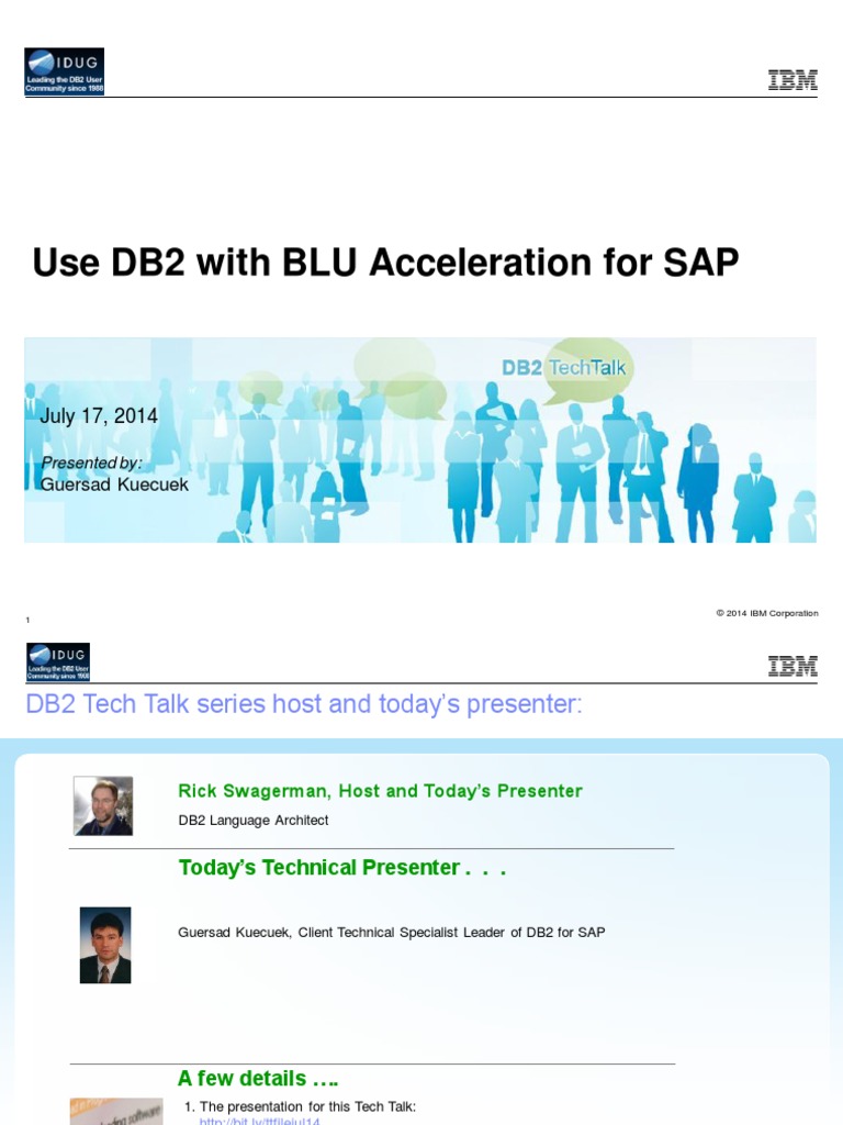 DB2 Tech Talk DB2 With BLU Acceleration For SAP Presentation | PDF | Ibm Db2 | Multi Core Processor