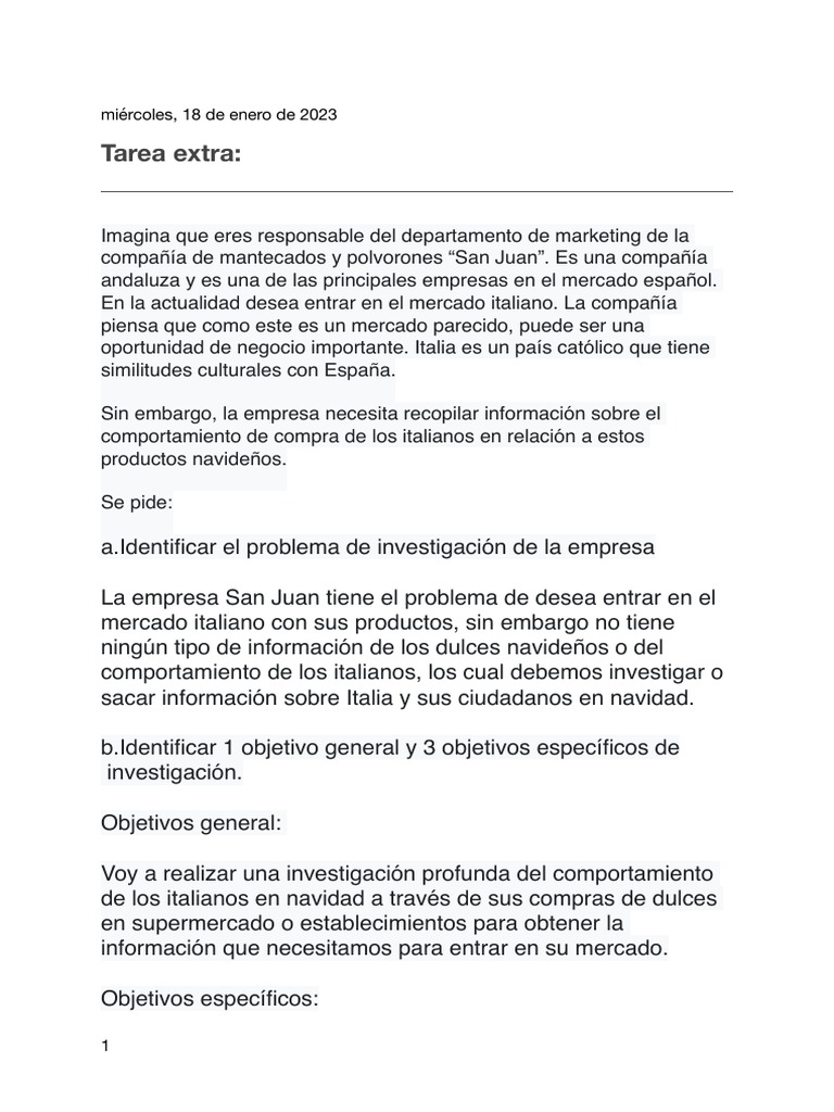 Tarea Extra Inco | PDF | Negocios | Estilo de vida