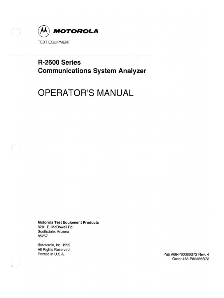 R-2600 Series Operator Manual 6880386B72 Rev.4 | PDF