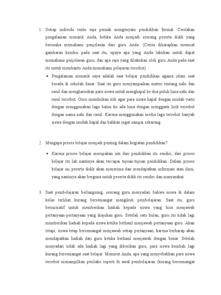 Topik 1 Aktivitas 1 Pemahaman Tentang Peserta Didik Dan Pembelajarannya | PDF