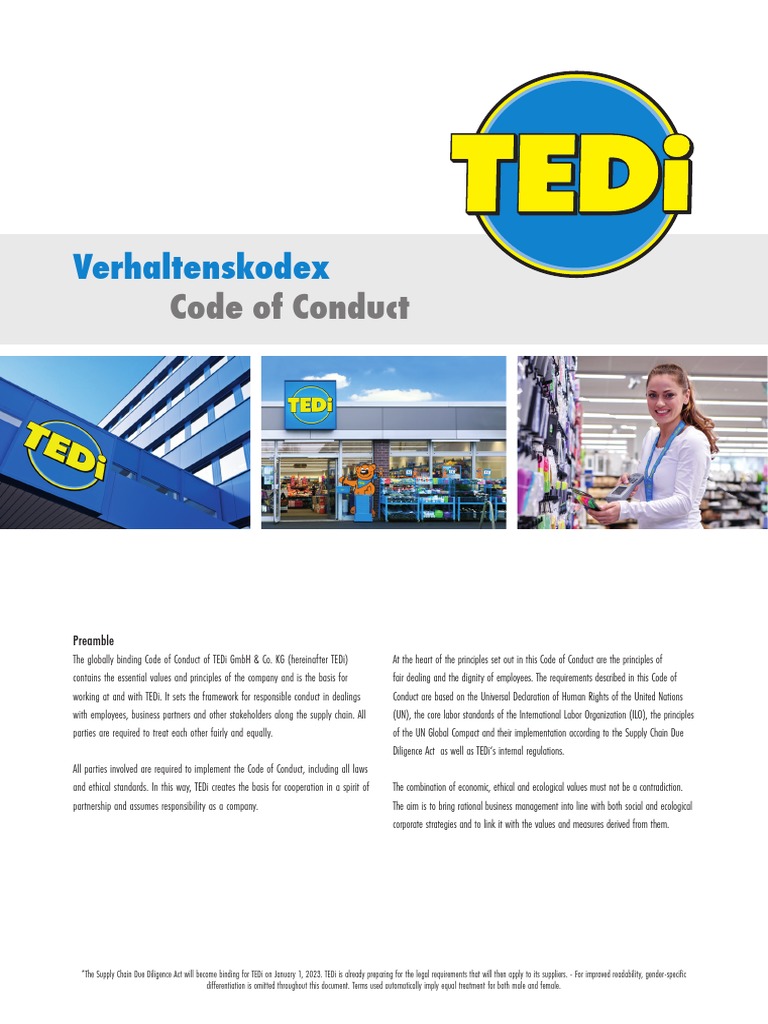TEDi Code of Conduct | PDF | Employment | Wage