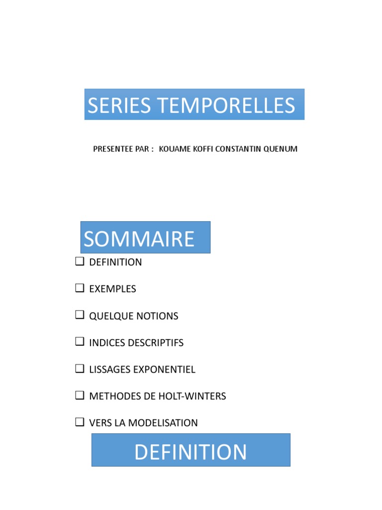 Series Temporelles | PDF | Autocorrélation | Séries chronologiques