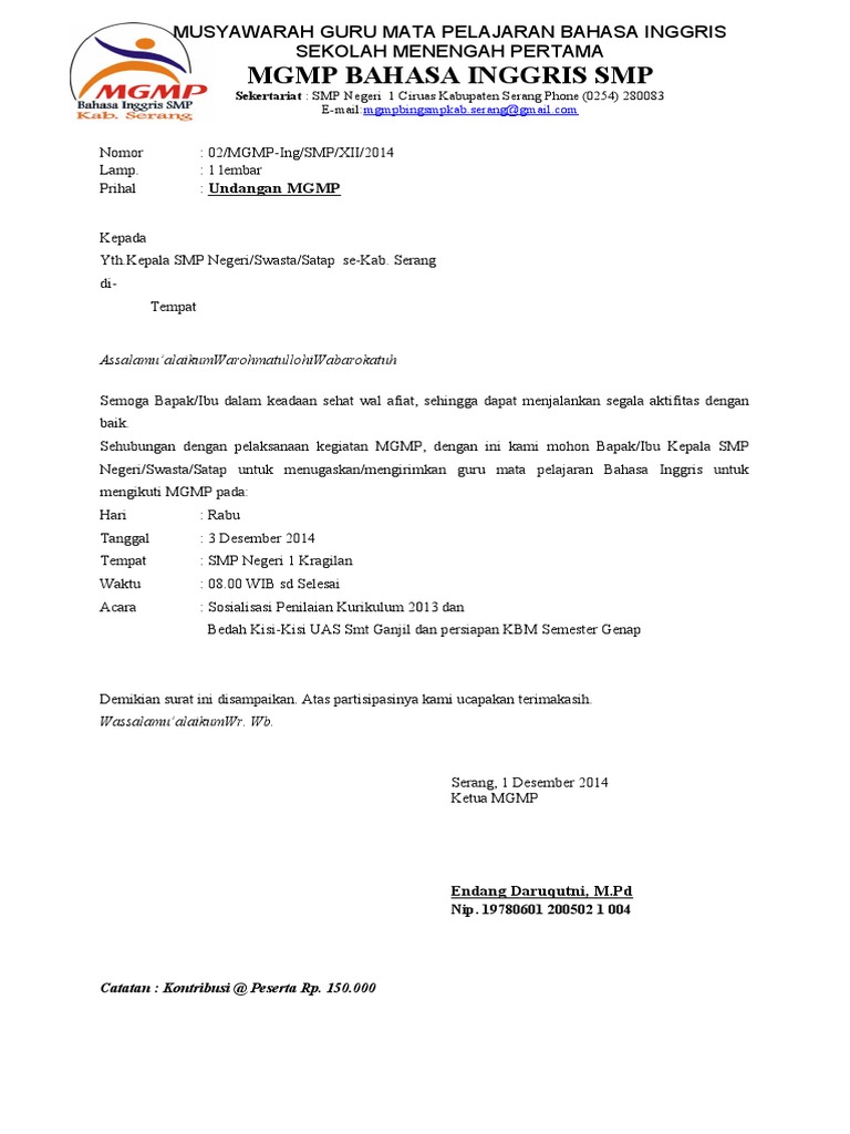 Dokumen Tips Surat Undangan Mgmp Pdf