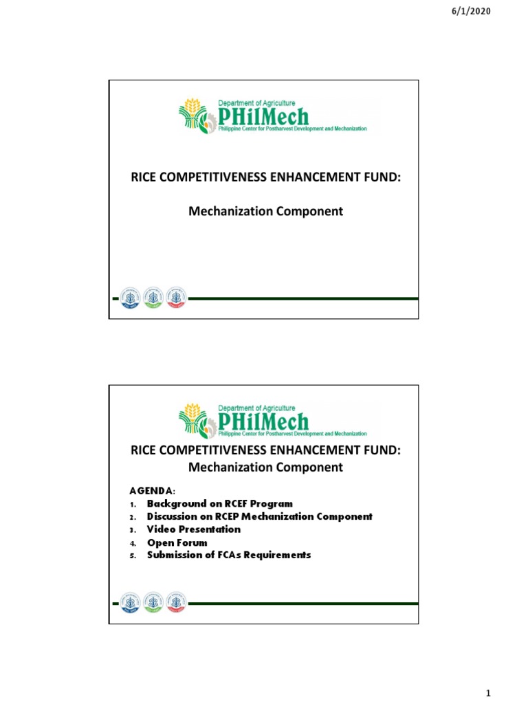 RCEF Mech Component Briefer | PDF | Rice | World Trade Organization