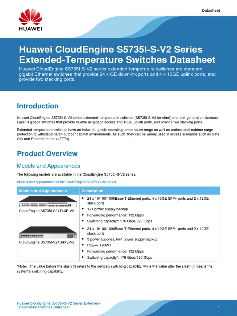 Huawei CloudEngine S5735I-S-V2 Series Extended-Temperature Switches ...