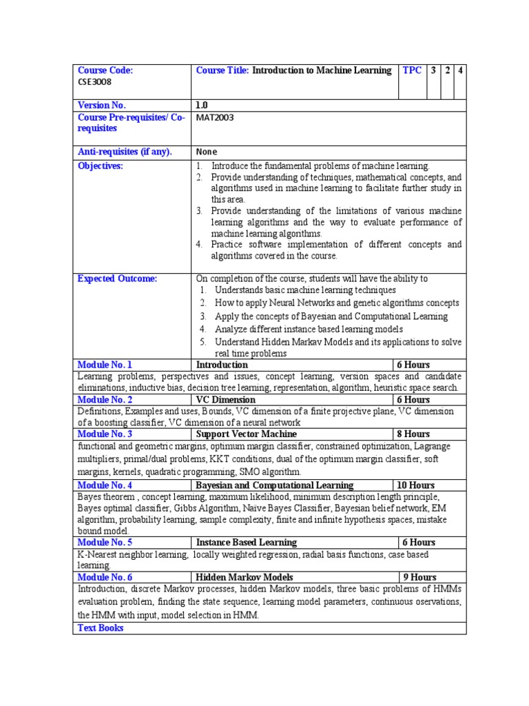 Cse3008 Introduction-To-Machine - Learning Eth 1.0 2 Cse3008 | PDF | Machine Learning ...