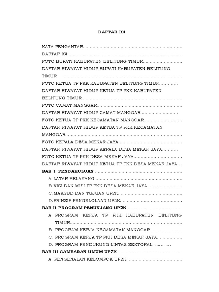 Daftar Isi Profil Up2k 2022-1 | PDF | Teknologi & Rekayasa