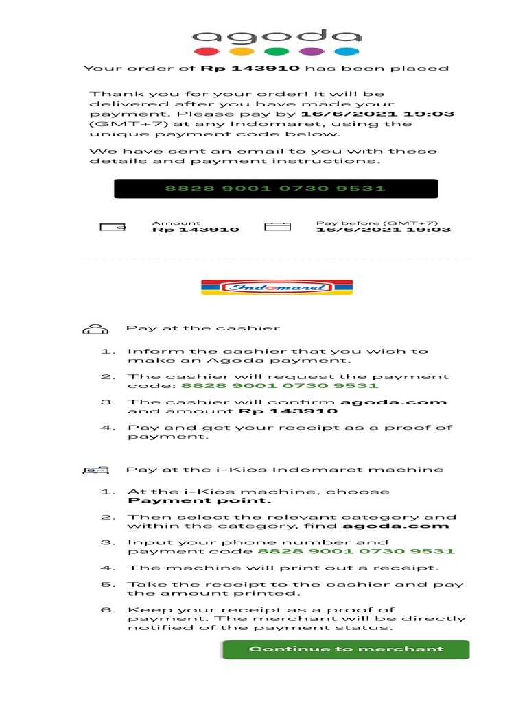 Agoda Order Payment Instructions | PDF