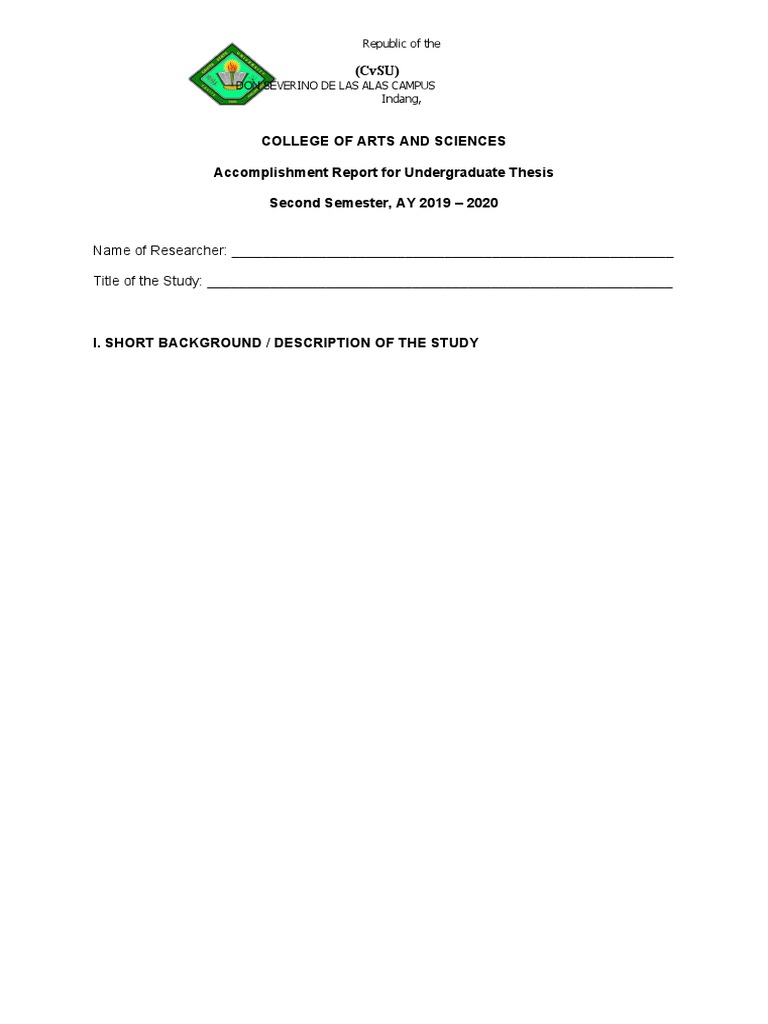 Accomplishment Report for Thesis 2019-2020 | PDF | Thesis