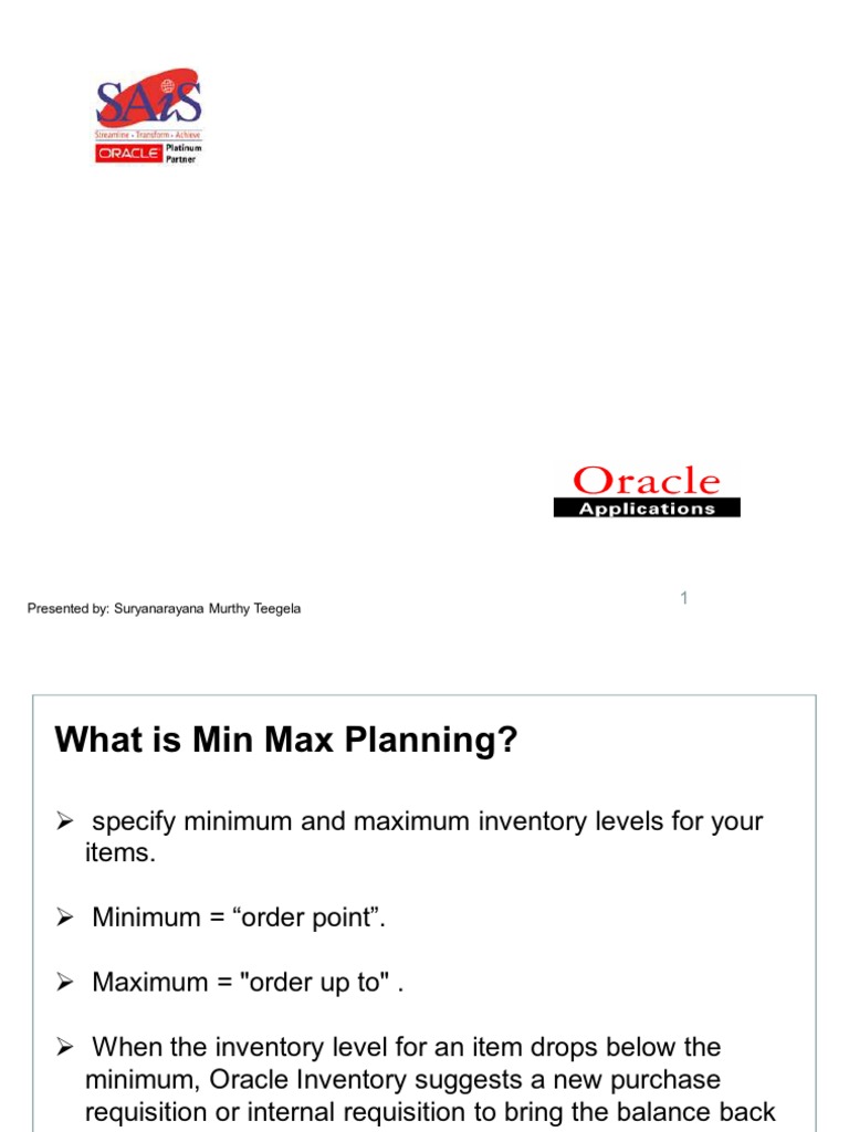 Min Max Planning DEMO | PDF | Inventory | Computing