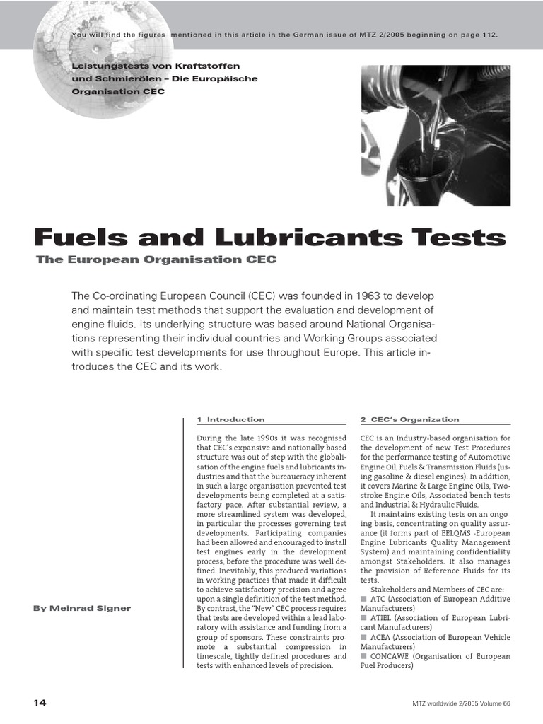 Cec Organisation Pdf Diesel Engine Motor Oil