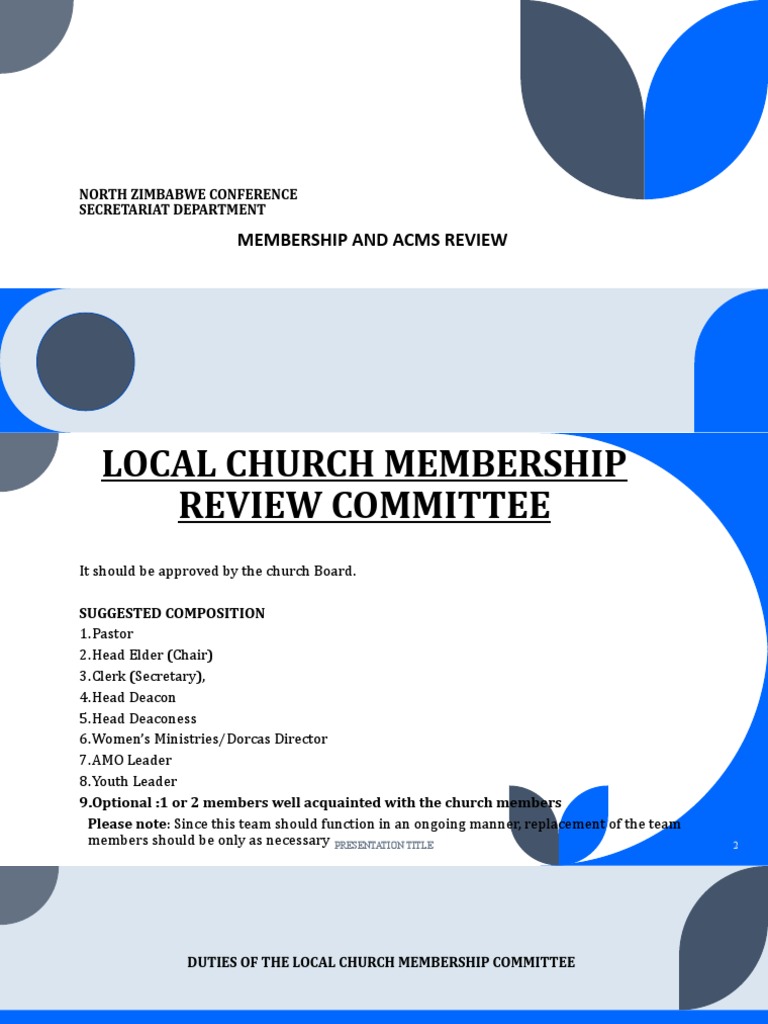 Duties of The Membership Review Committee | PDF | Deacon | Baptism