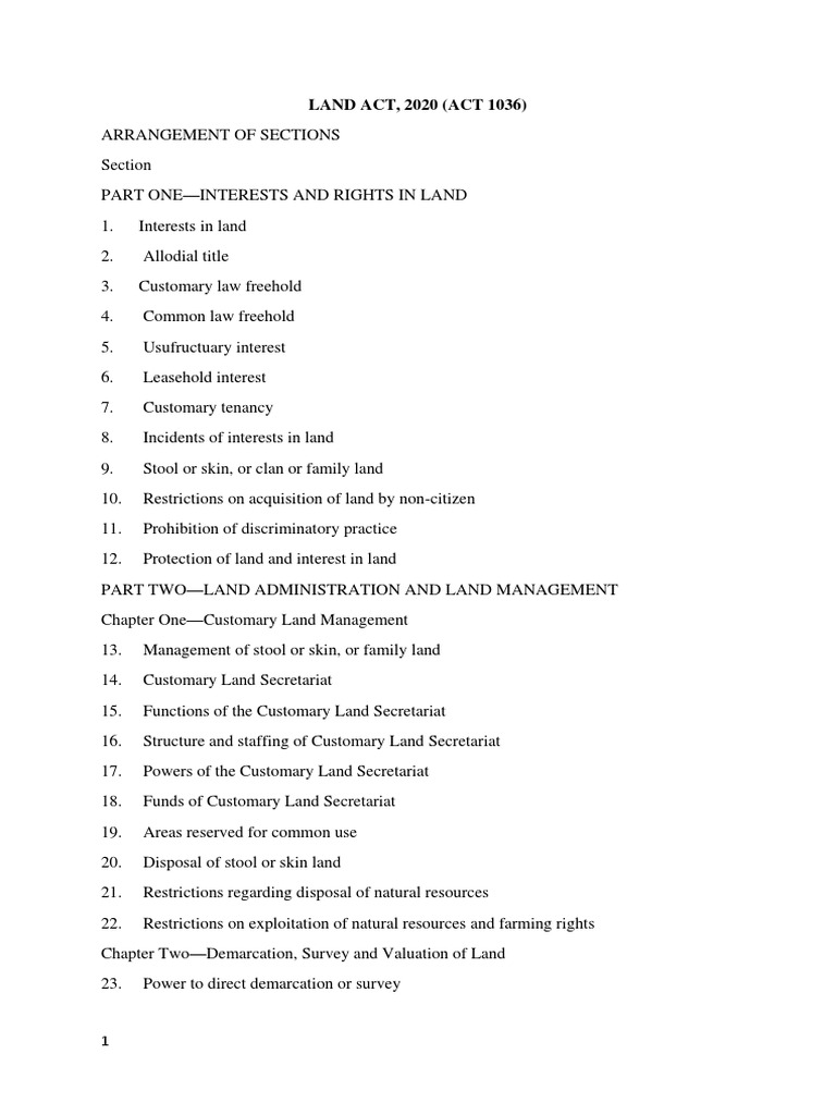 Land Act 2020 Overview and Provisions | PDF | Real Estate Appraisal ...