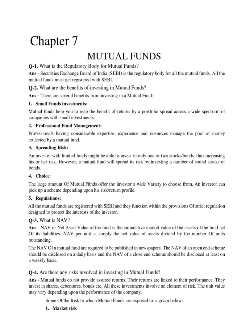 IFM Class 10 CH 7 Notes | PDF | Investment Fund | Mutual Funds
